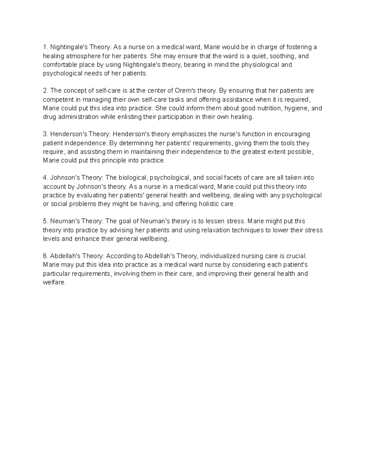 Untitled document - i needw this - Nightingale's Theory: As a nurse on ...