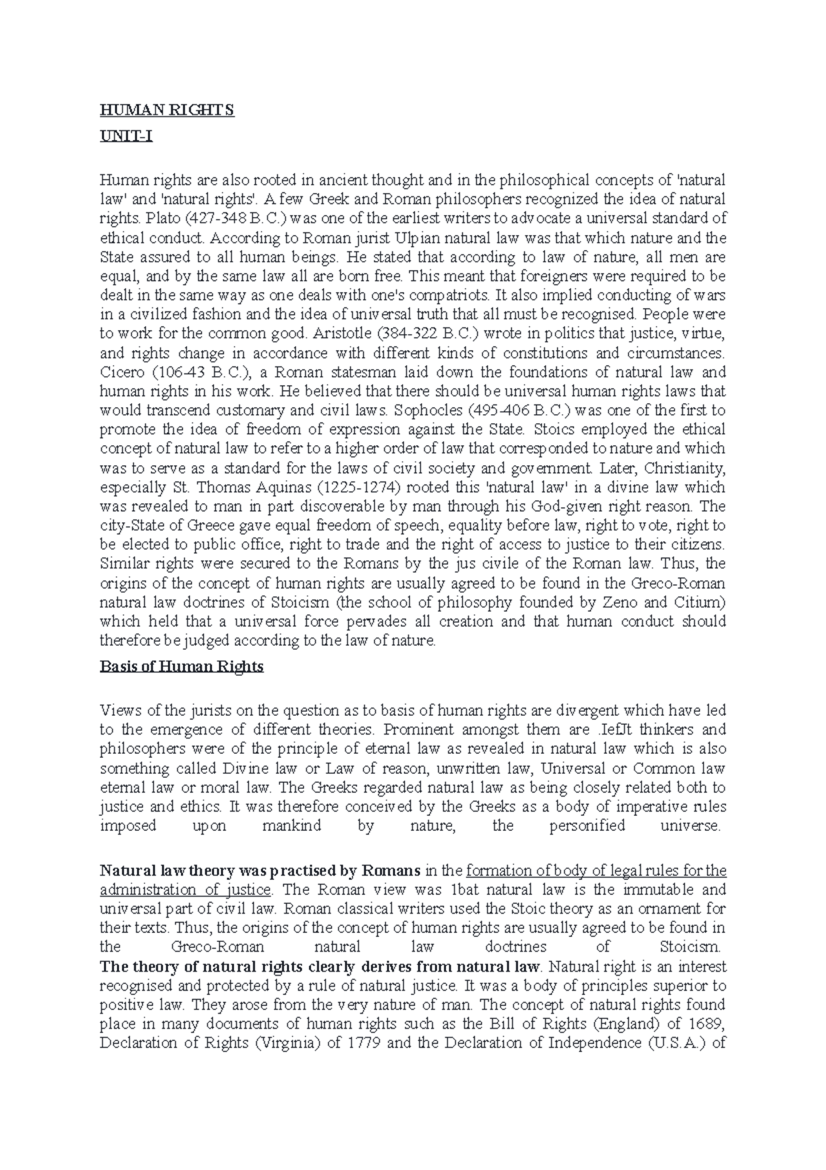 Human right unit -1 - HUMAN RIGHTS Human rights are also rooted in ...