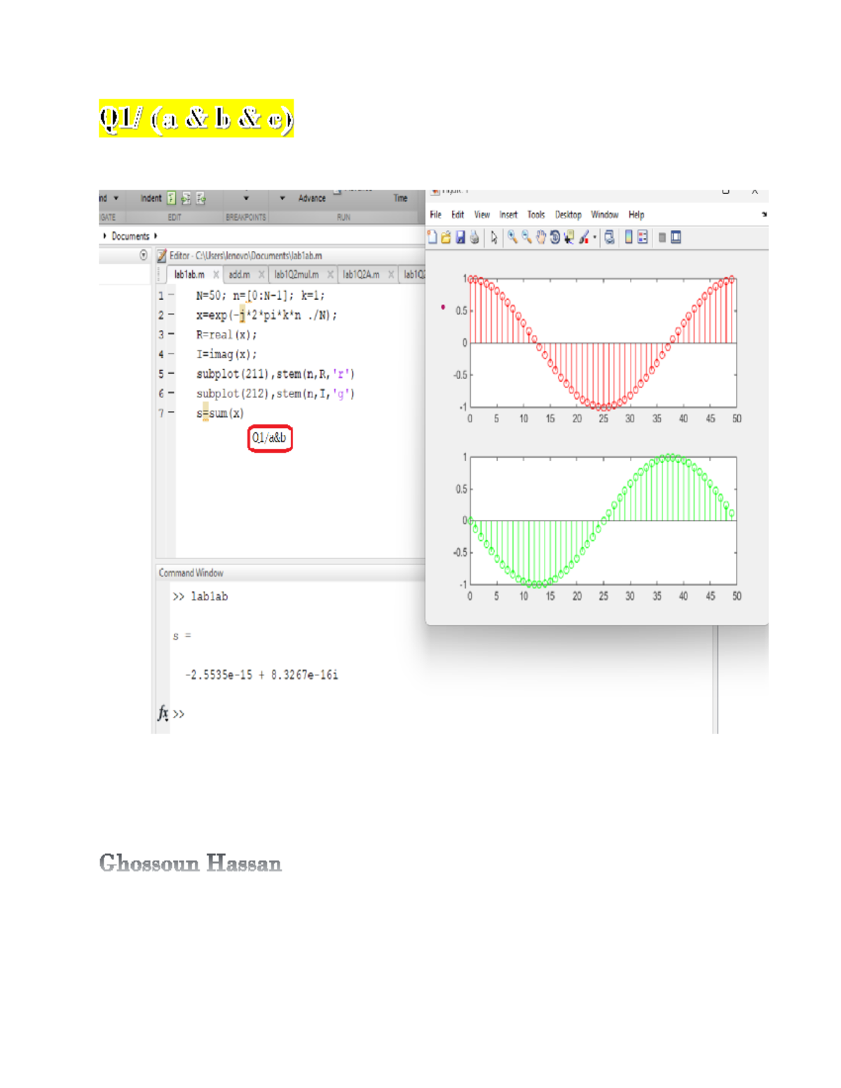 Exper.1 Matlab DSP - IT IS FOR COMPUTER ENGINTEEING - Computer ...