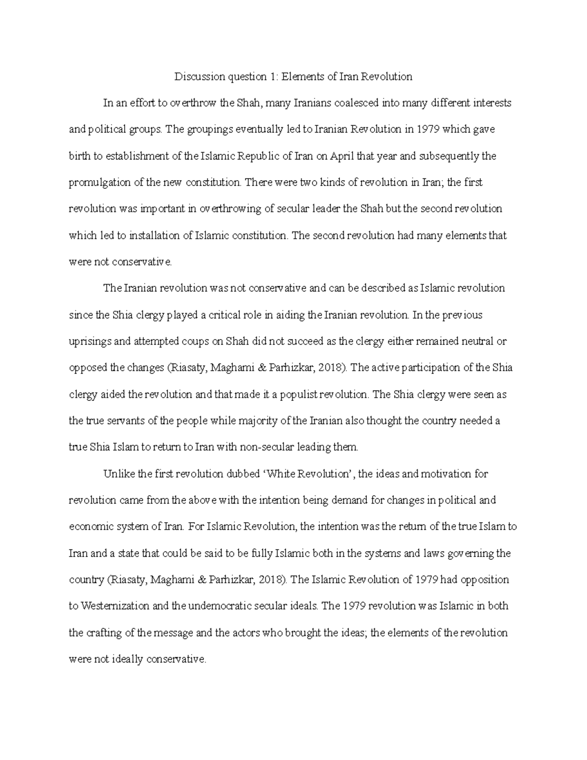 Discussion question 1 - Completed assignment - Discussion question 1 ...