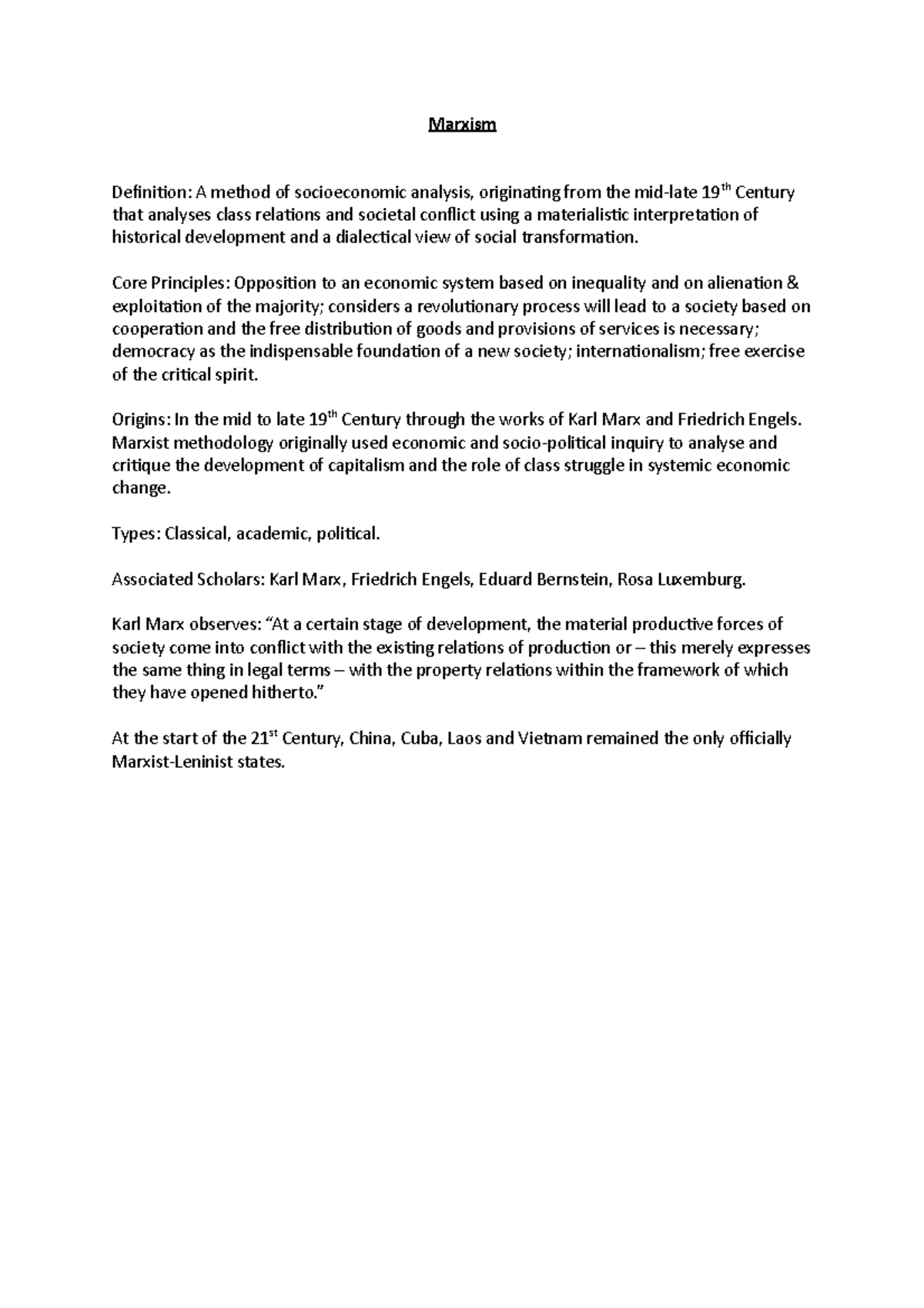 Factfile-Marxism - Summary Ideas and Ideologies - Marxism Definition: A ...