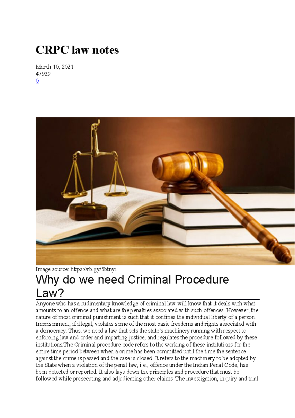 Criminal LAW - CRPC law notes March 10, 2021 47929 0 Image source: rb ...