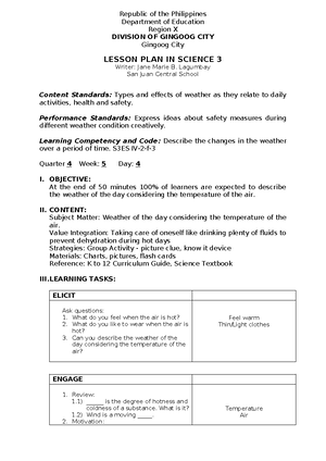 POT (anyong lupa) SEMI- Detailed- Lesson-PLAN2 - ####### Contact No ...