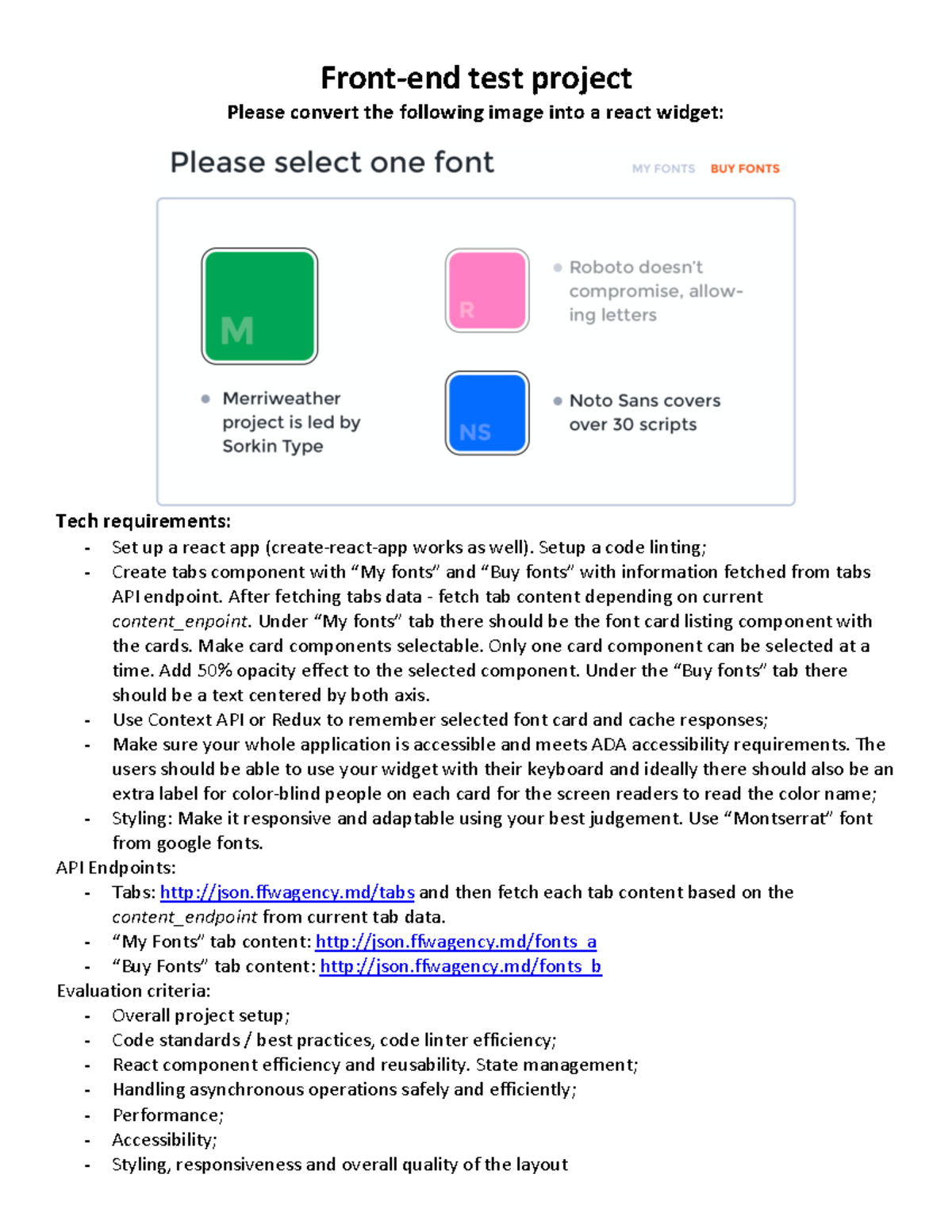 FE react test - This is for testing - Front-end test project Please ...