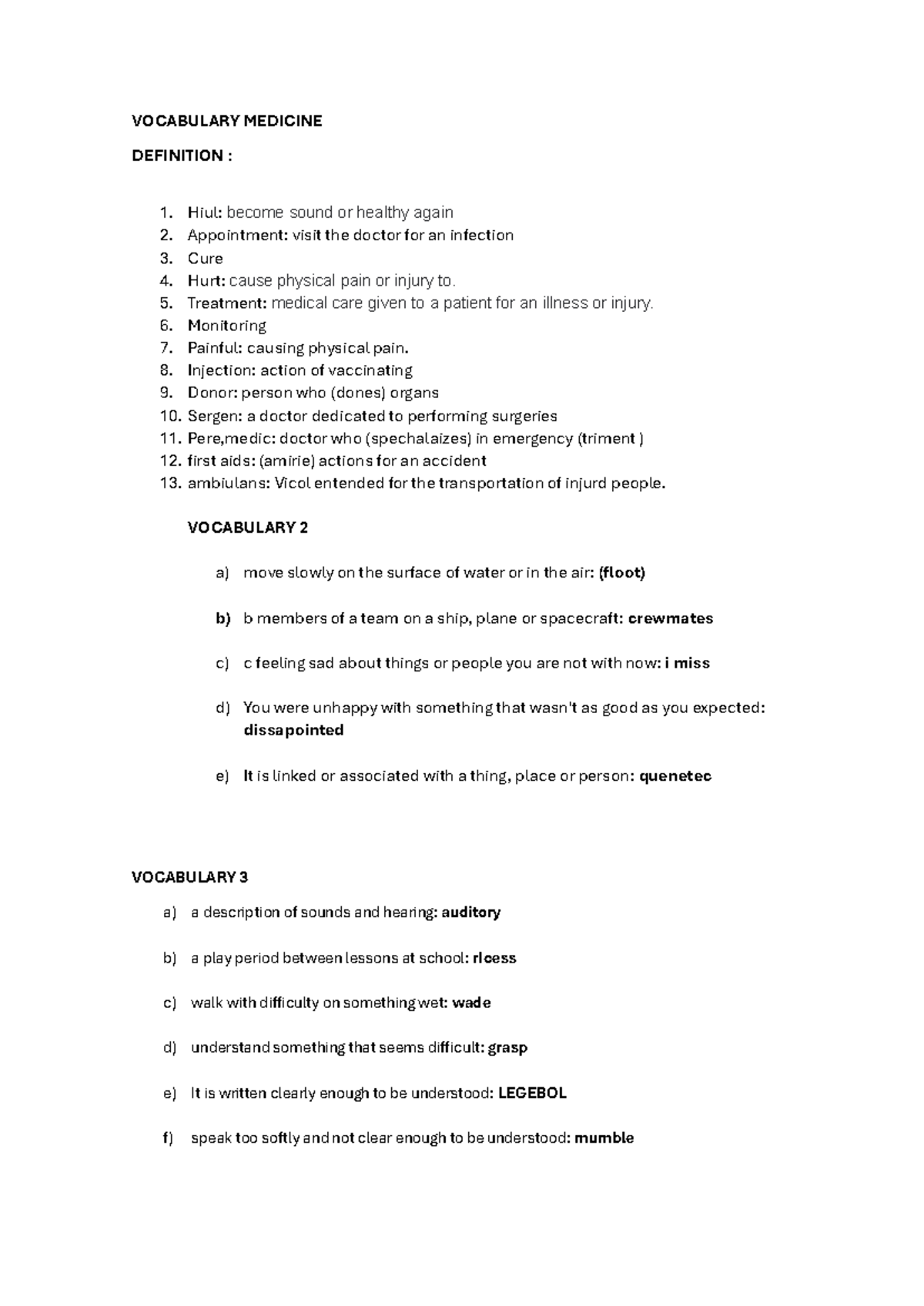 Vocabulary Medicine - VOCABULARY MEDICINE DEFINITION : Hiul: become ...