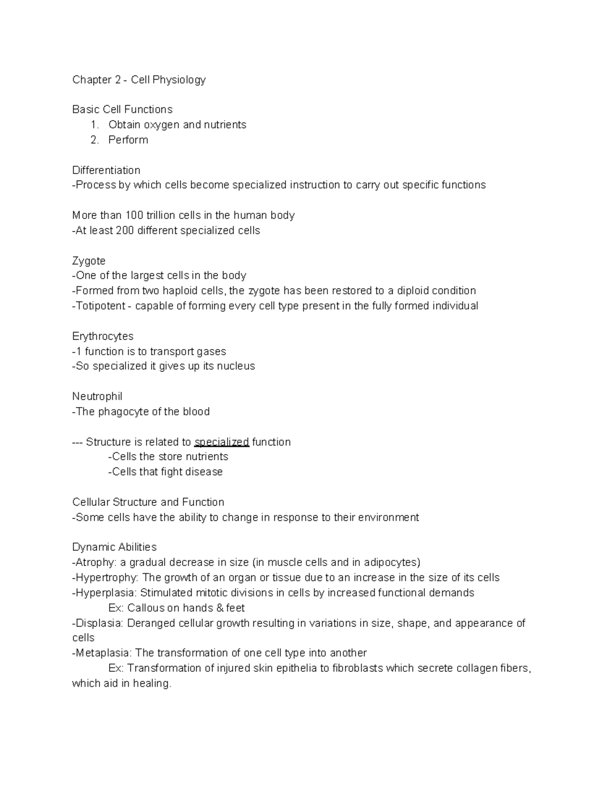 Chapter 2 - Cell Physiology - Chapter 2 - Cell Physiology Basic Cell ...