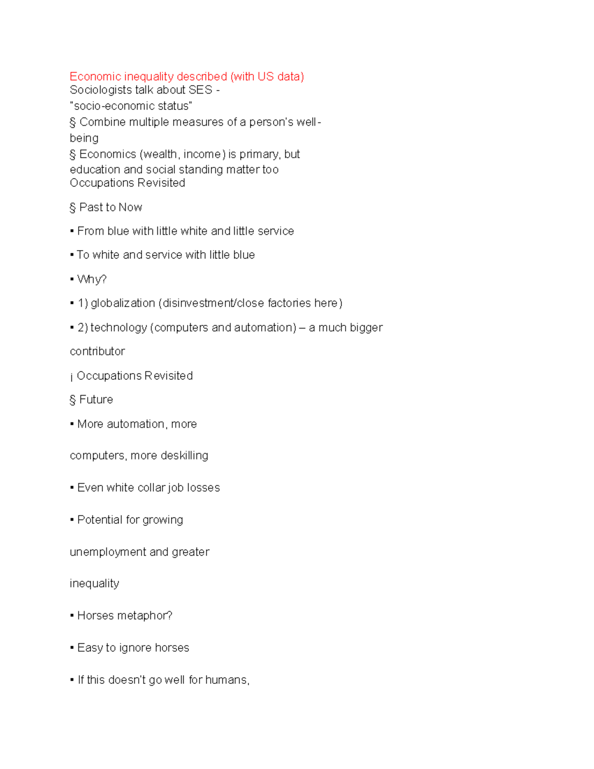 Soccc All Lecture Notes Needed Taken Directly From Class Economic Inequality Described