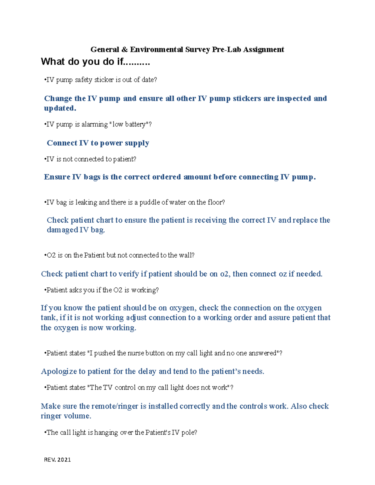 General Environmental Survey Student Version - REV. 2021 General ...