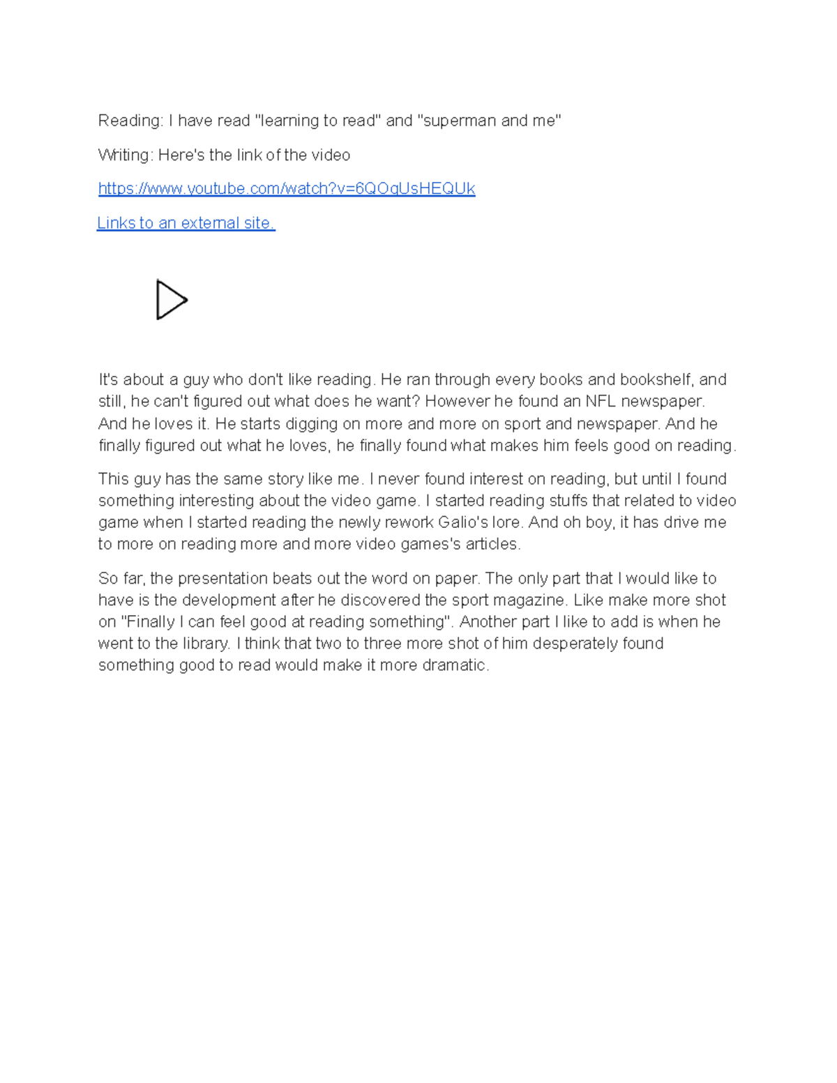 Week 1.3 reading and writing - Google Docs - Reading: I have read ...