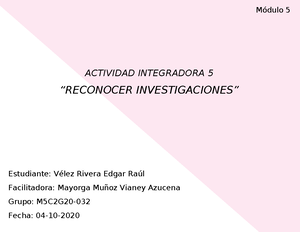 Actividad integradora - Módulo 5 ACTIVIDAD INTEGRADORA 1 “LOS ...