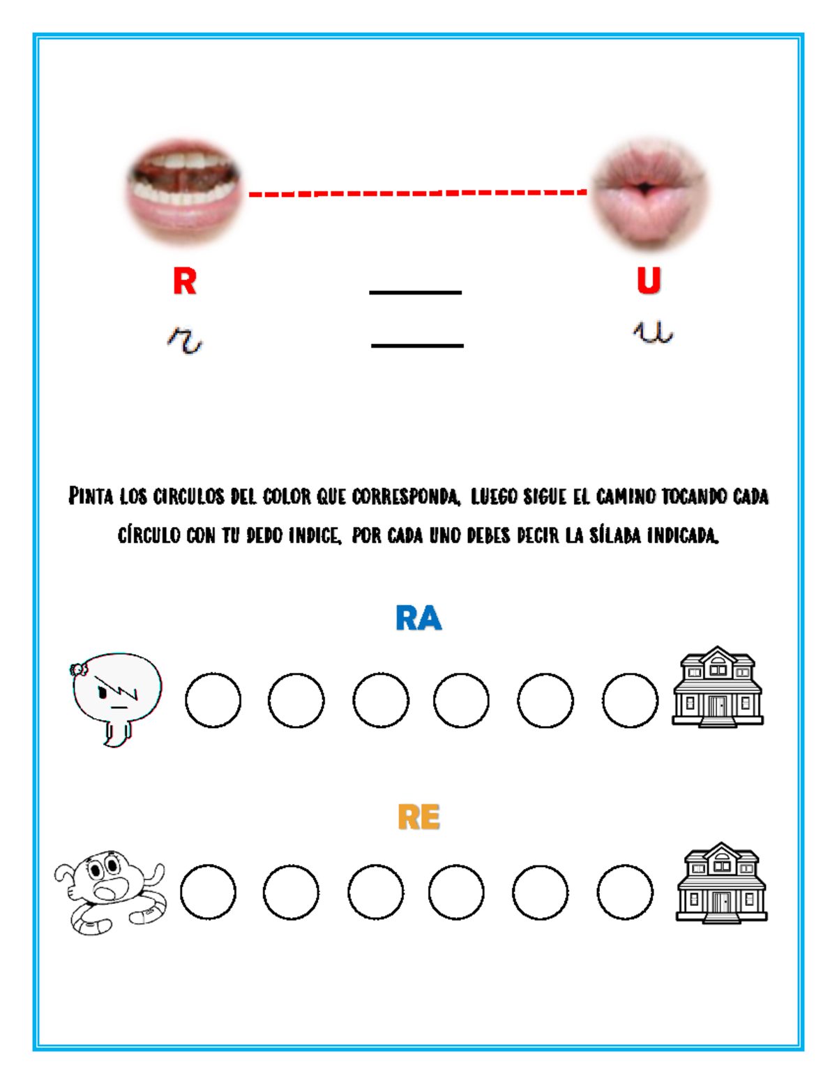 Cuadernillo Fonema RR - graias - R U Pinta los circulos del color que ...