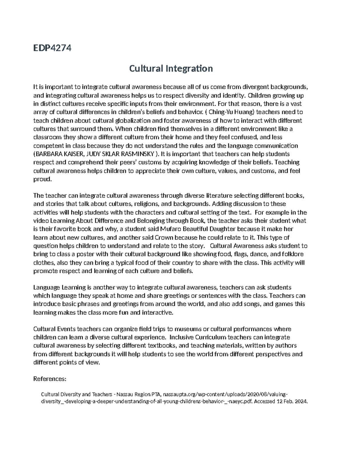 Cultural Integration - EDP Cultural Integration It is important to ...