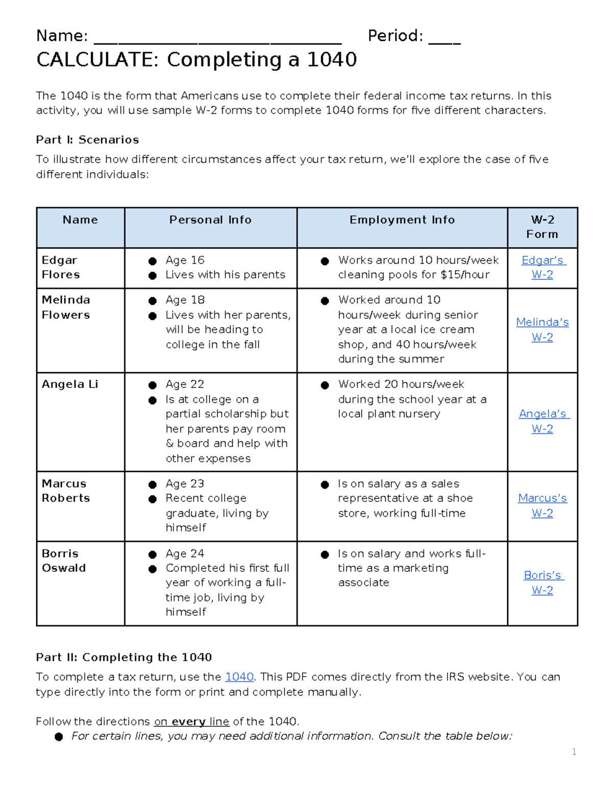 Calculate Completing a 1040-1 - Name ...