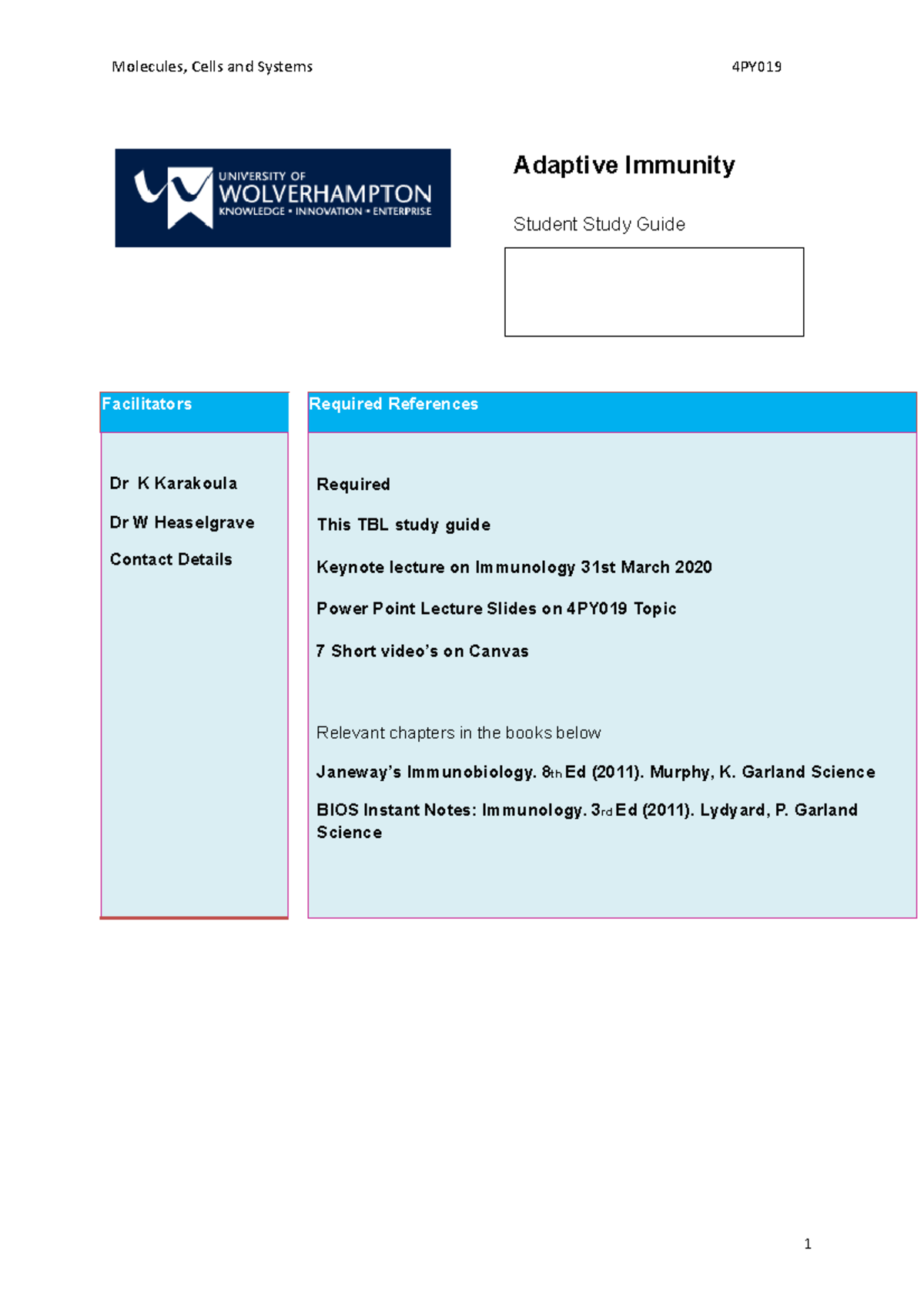 Adaptive Immunity Study Guide - K Karakoula and Wayne Heaselgrave 2021 ...