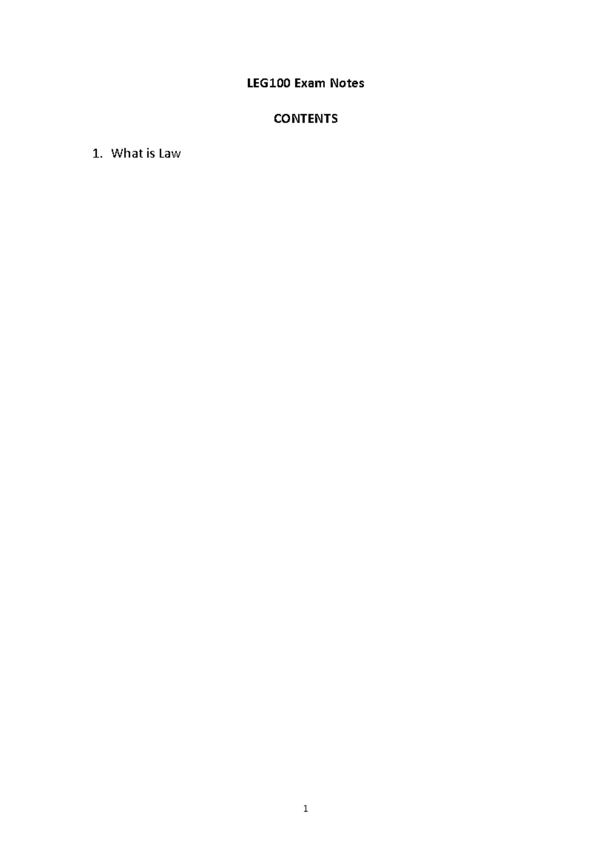 LEG100 exam notes - LEG100 Exam Notes CONTENTS 1. What is Law Topic 1 ...