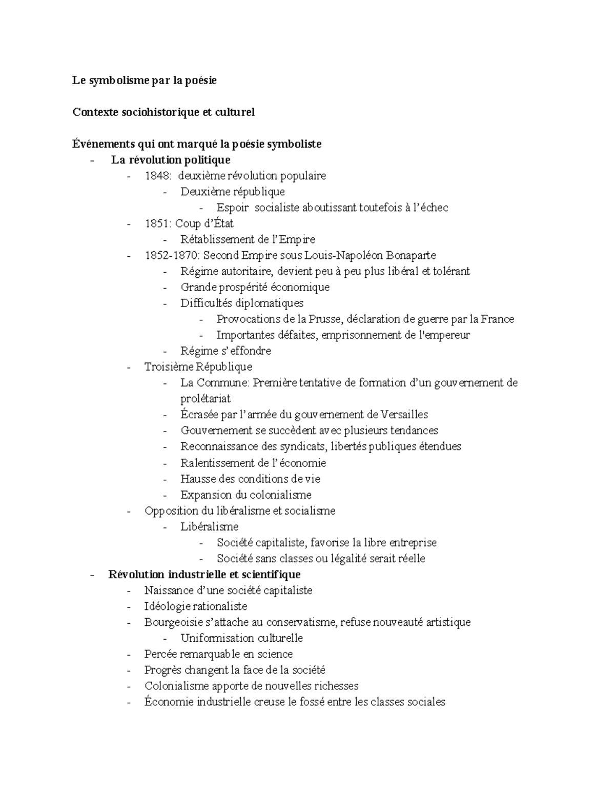 Symbolisme - Le symbolisme par la poésie Contexte sociohistorique et ...