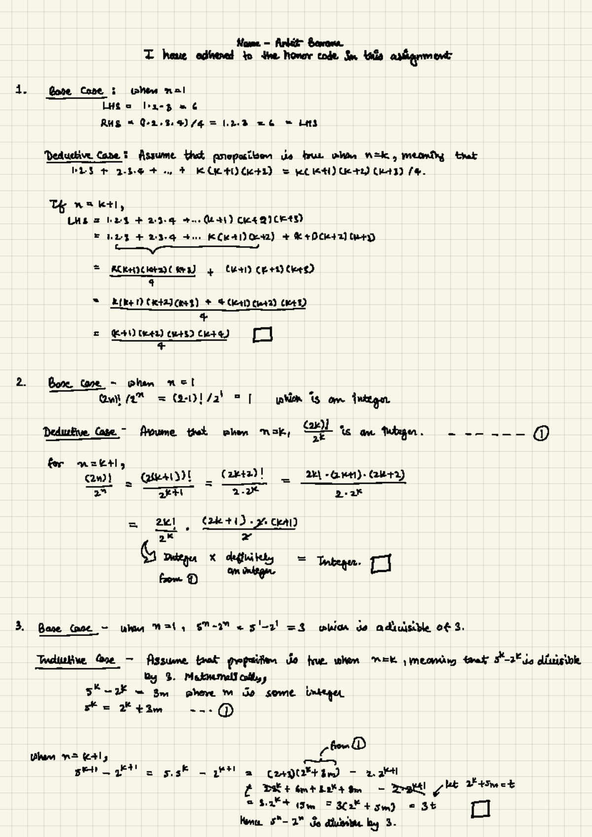 Assignment 4 - MATH 220. - Name - Ankit Barana . I have adhered to the honor code in this ...