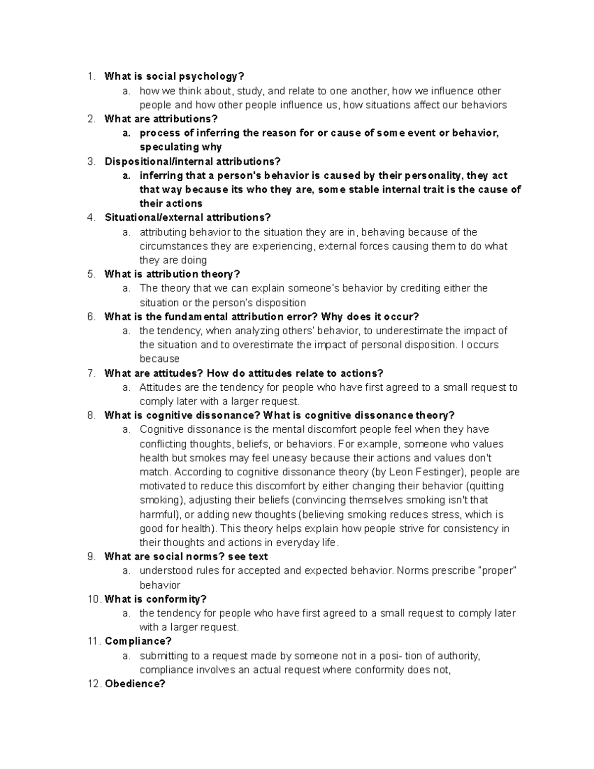 Chap 13 psych study guide - What is social psychology? a. how we think ...