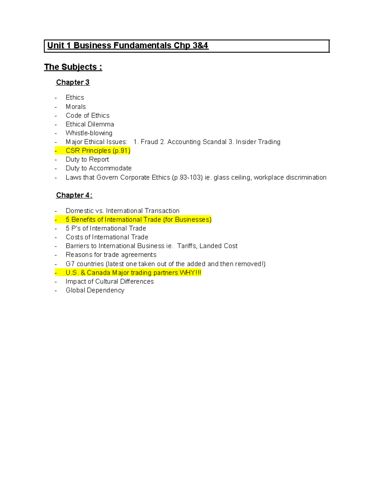 Unit 1 Business Fundamentals Chp 3&4 - Unit 1 Business Fundamentals Chp ...