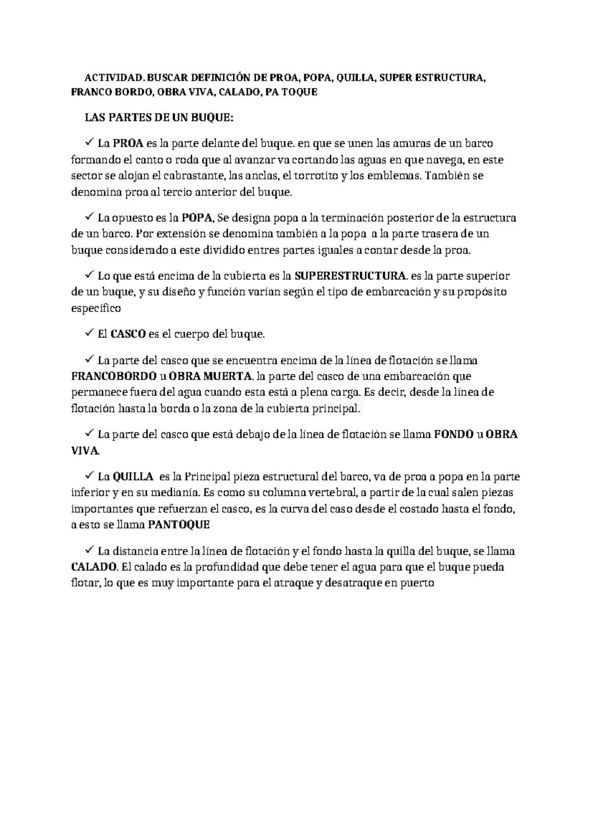 TP 1 CON LA Imagen DEL Barco - ACTIVIDAD. BUSCAR DEFINICIÓN DE PROA ...