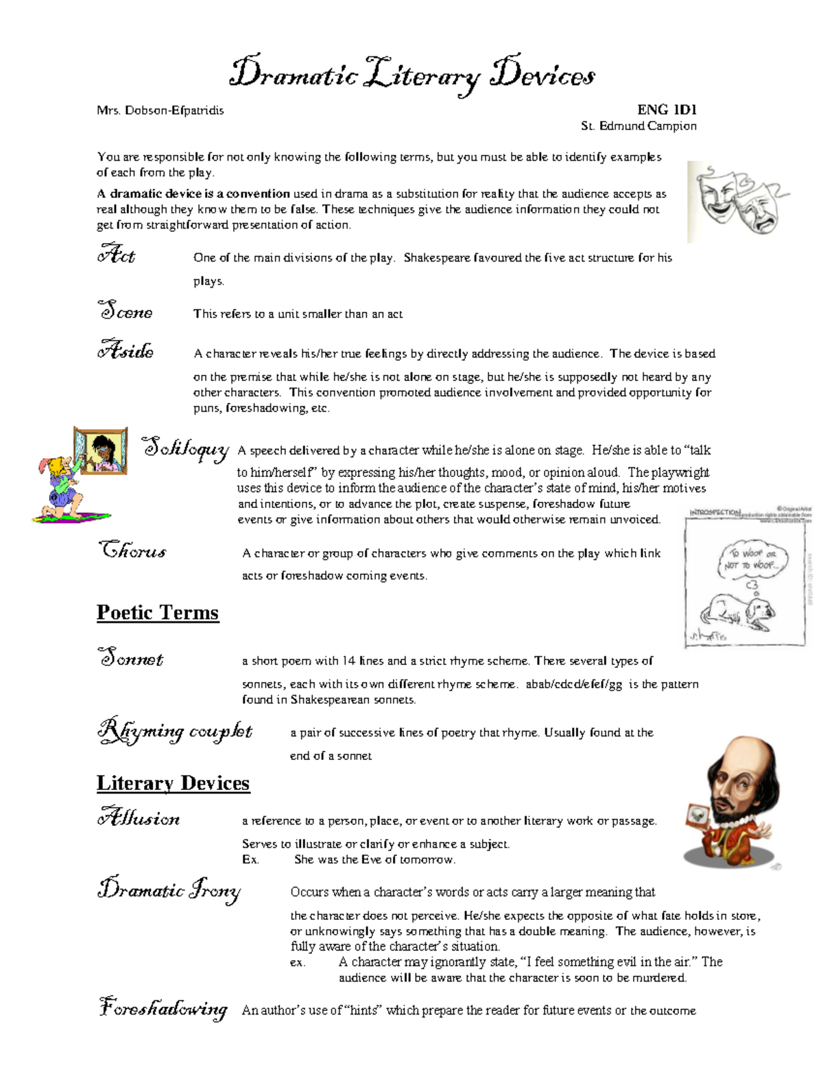 Dramatic Literary Terms - Dramatic Literary Devices Mrs. Dobson ...