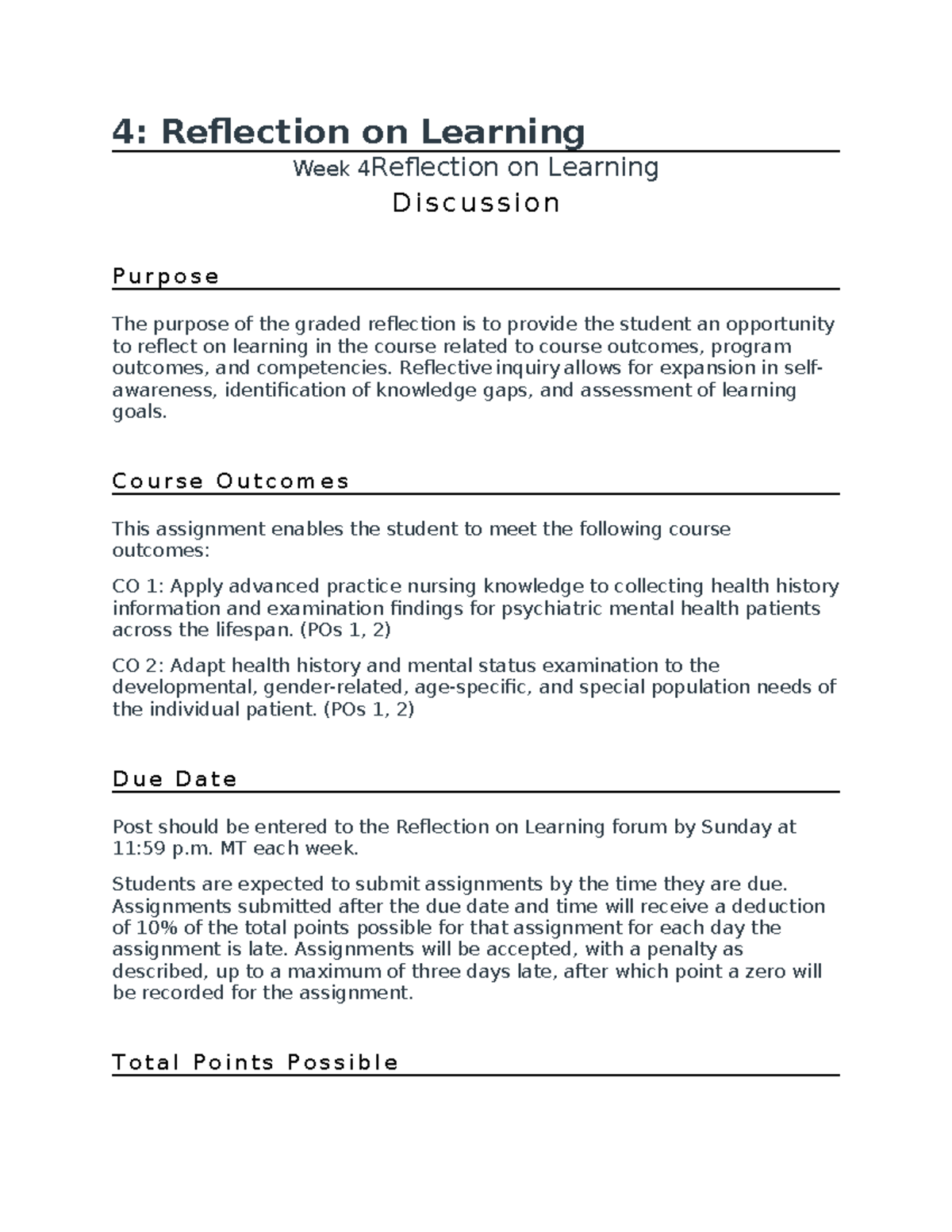 Week 4 reflections - REFLECTION - 4: Reflection on Learning Week 4 ...