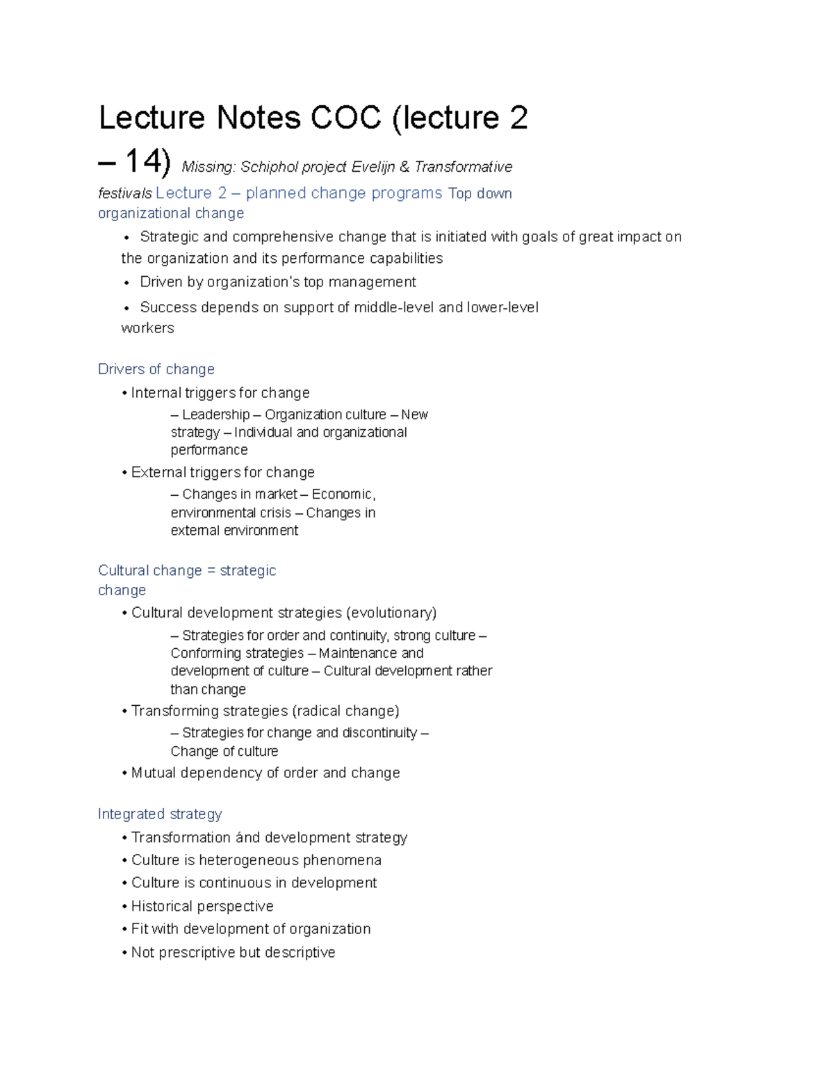Summary Of Coc Lectures Lecture Notes Coc Lecture 2 14 Missing Schiphol Project Evelijn