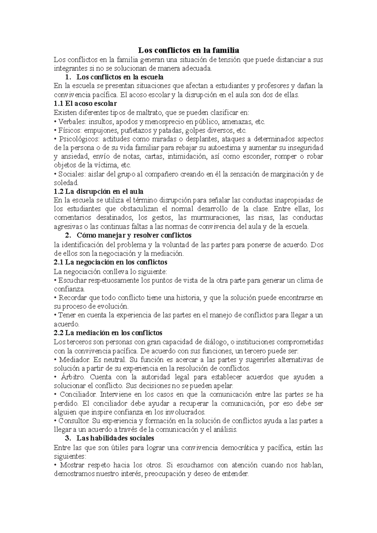 3.4 Los conflictos en la familia - Los conflictos en la familia Los ...