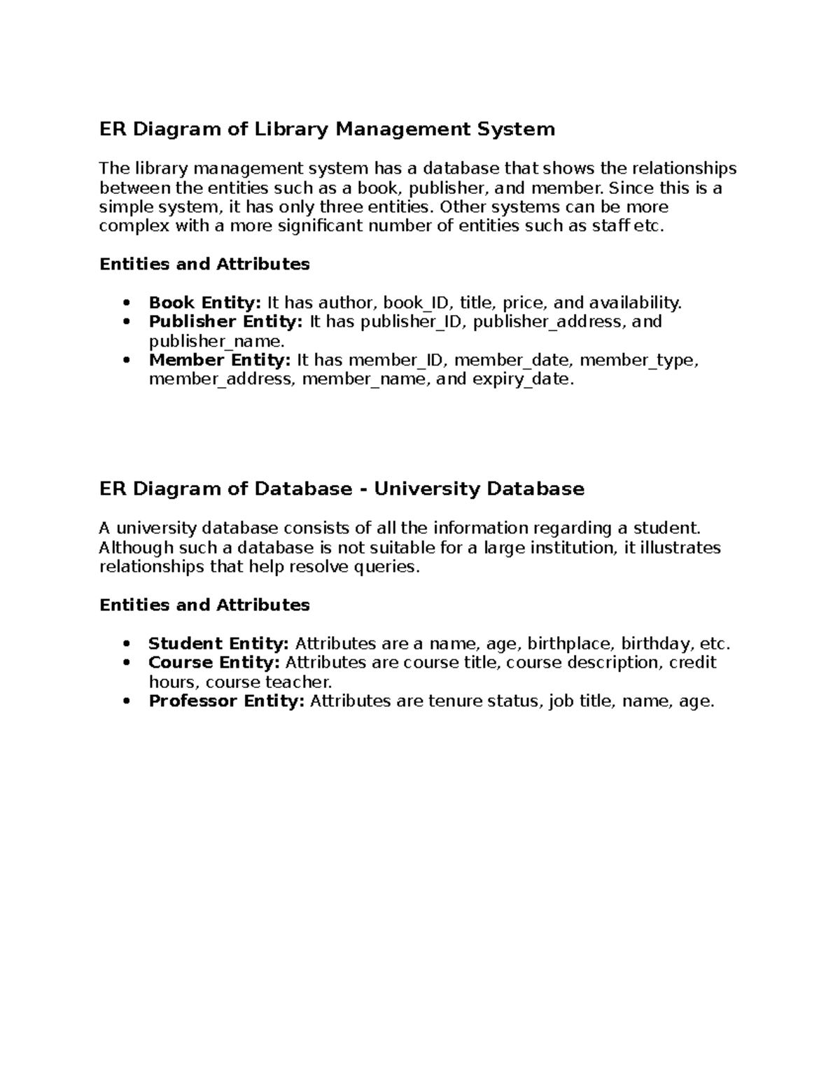 ER Diagram Practice - ER Diagram of Library Management System The ...