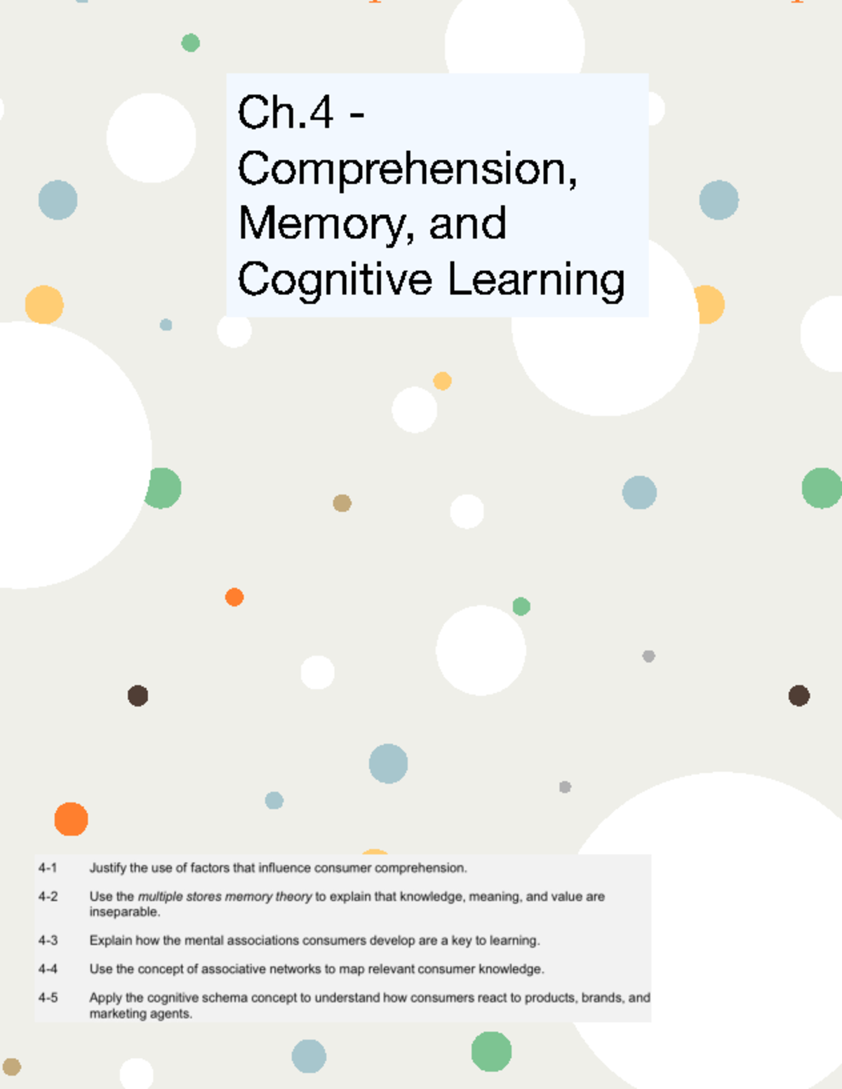 Ch.4 notes - Ch - Comprehension, Memory, and Cognitive Learning LO1 ...