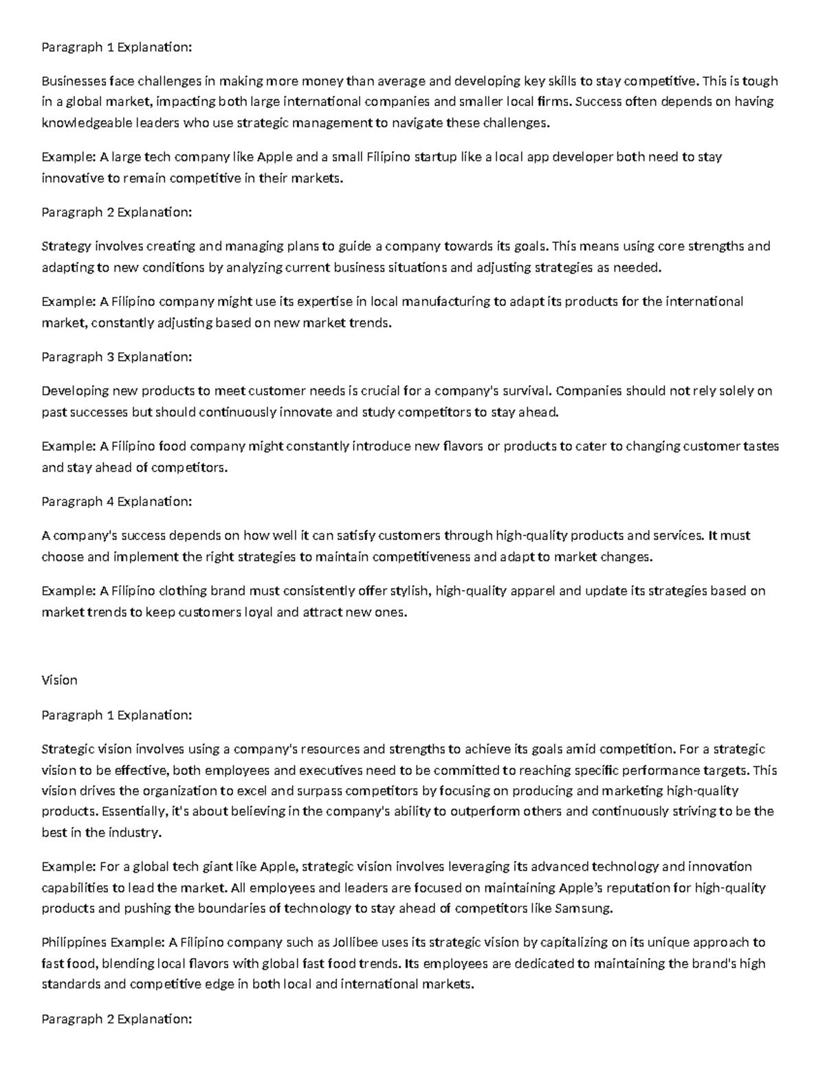 SM - Lecture notes - Paragraph 1 Explanation: Businesses face ...