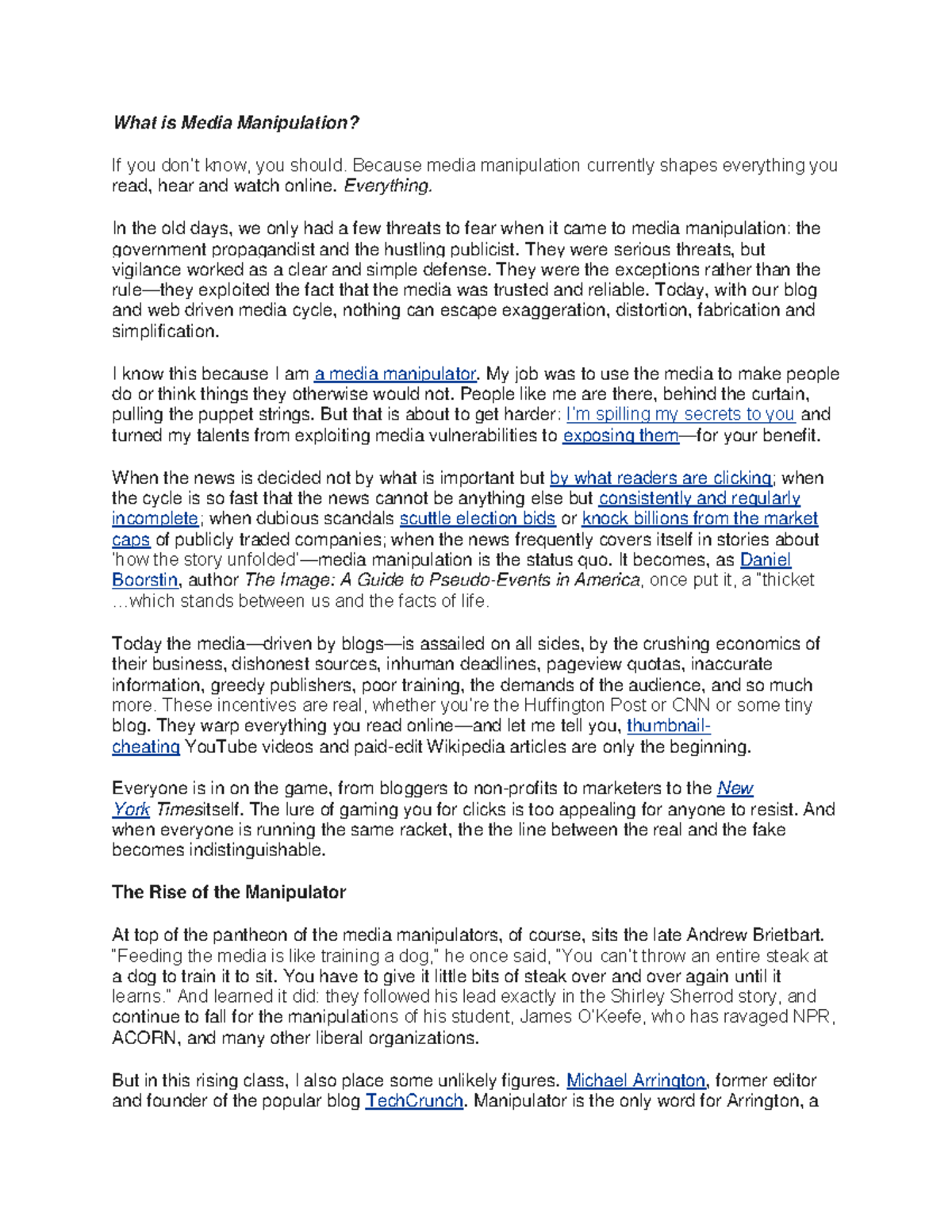 Comm 455 media manipulation - What is Media Manipulation? If you don’t ...