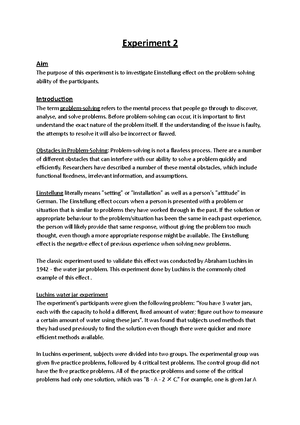 Experiment 1 - Stroop effect practical - Experiment 1 Aim: The purpose ...