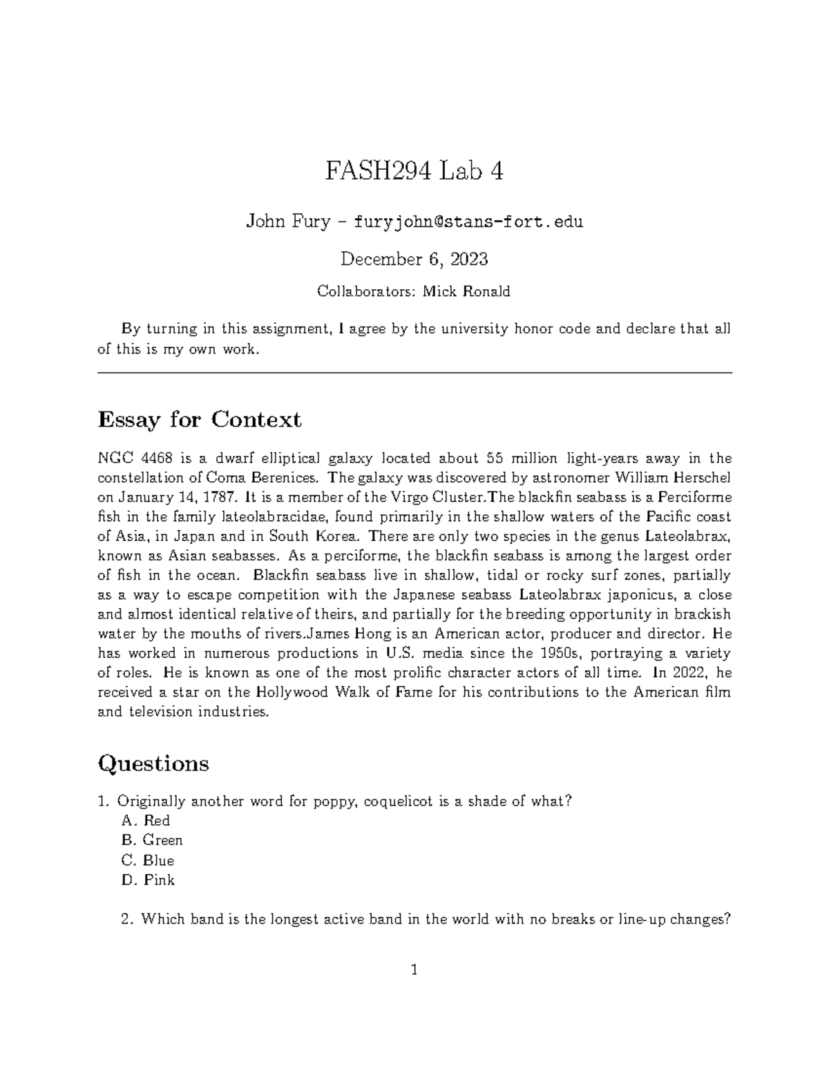 FASH294 Lab 4 - focuses on the study of fashion trends, design ...