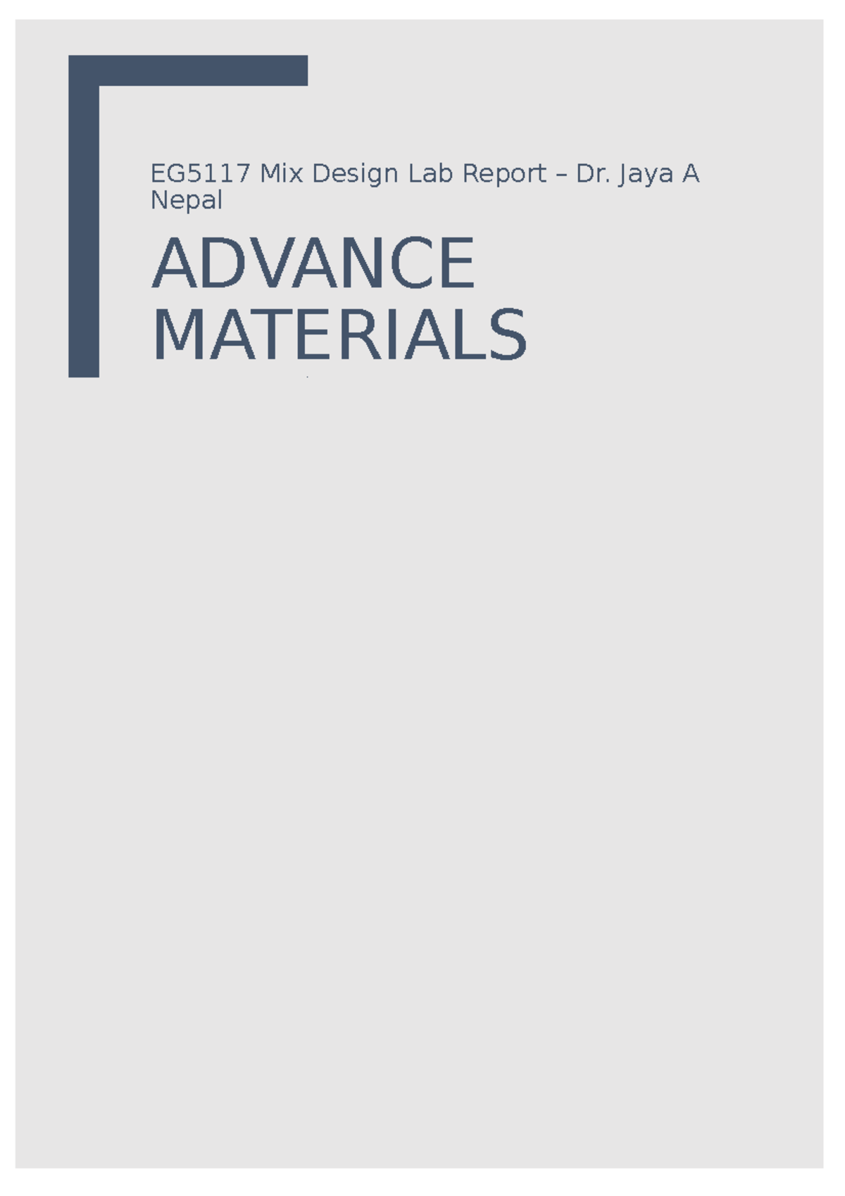 Mix Design Report - EG5117 Mix Design Lab Report – Dr. Jaya A Nepal ...