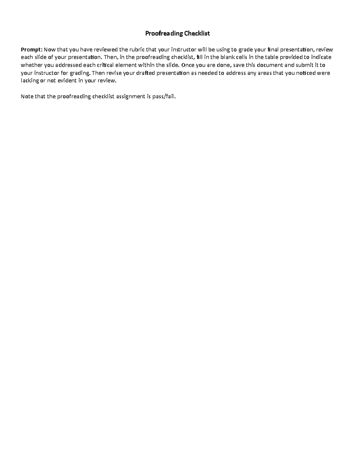IDS 100 Proofreading Checklist - Proofreading Checklist Prompt : Now ...