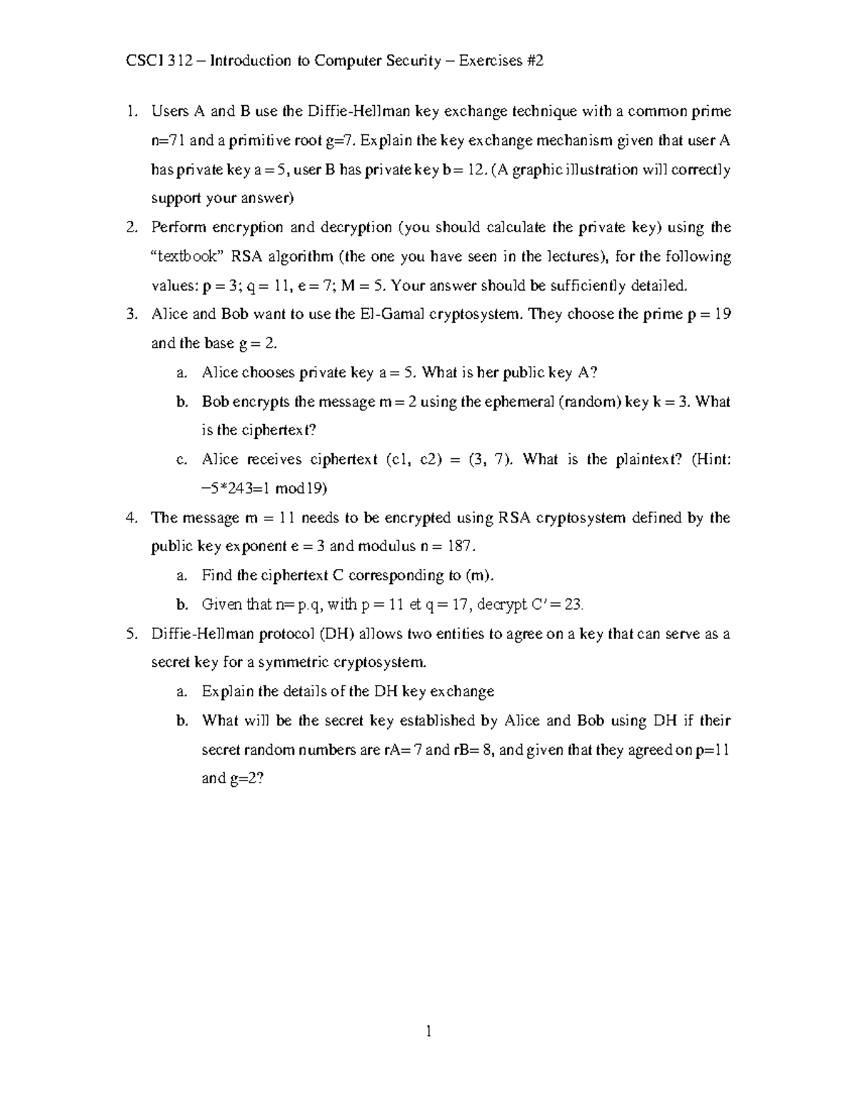 Csci301 Introduction To Computer Security Exercises Series 2 Csci