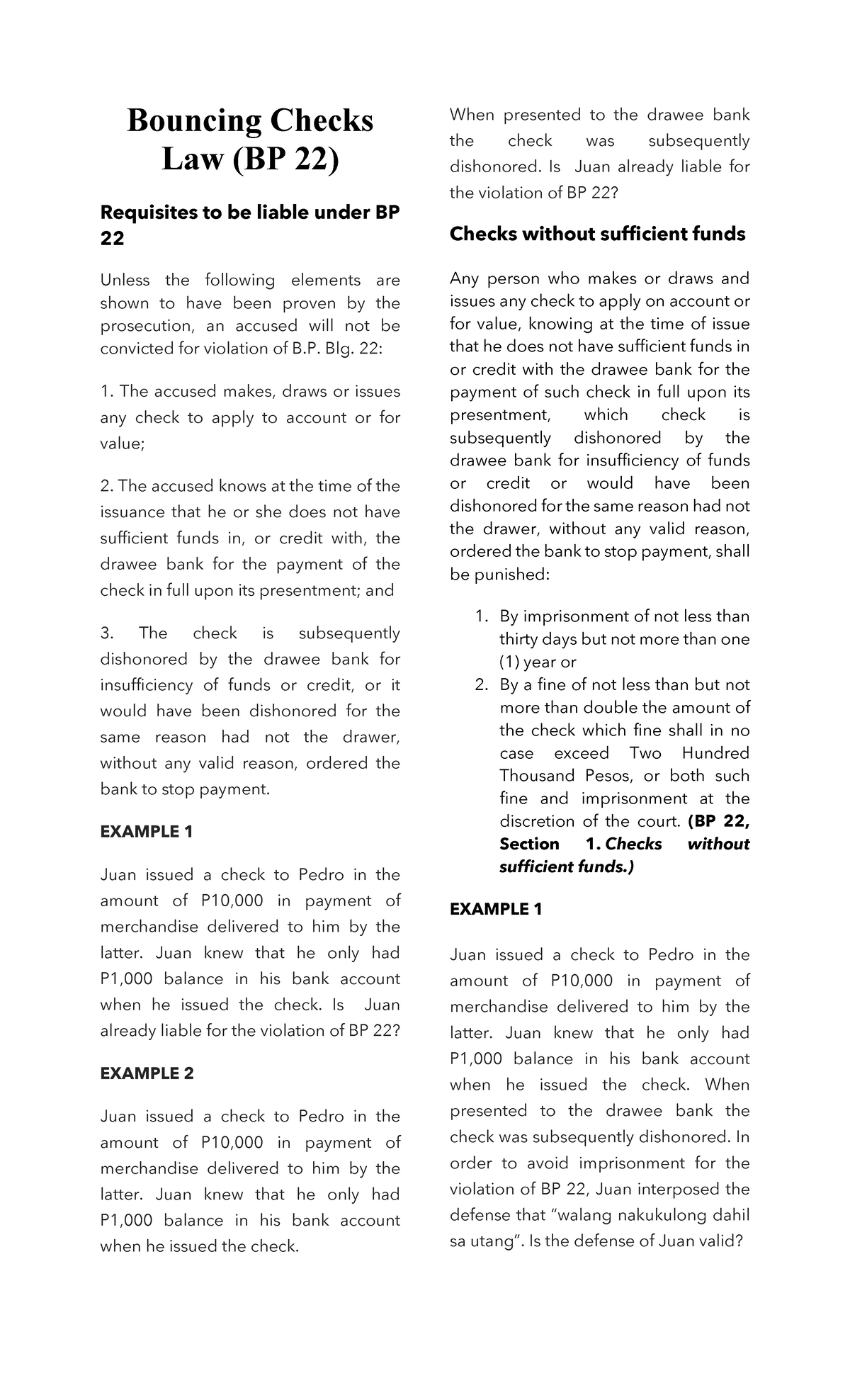 Prelec 2 Bouncing Checks 2023 - Bouncing Checks Law (BP 22) Requisites ...