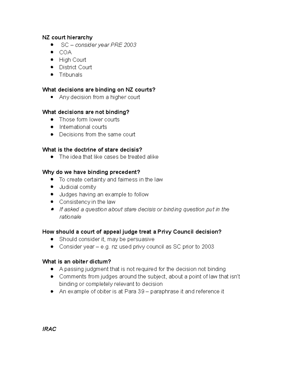 131 test workshop - test prep model answer - NZ court hierarchy SC ...