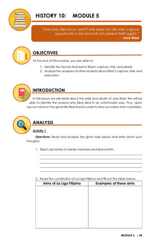 HIST 10 Module 1 - HISTORY 10: MODULE 1 OBJECTIVES At the end of this ...