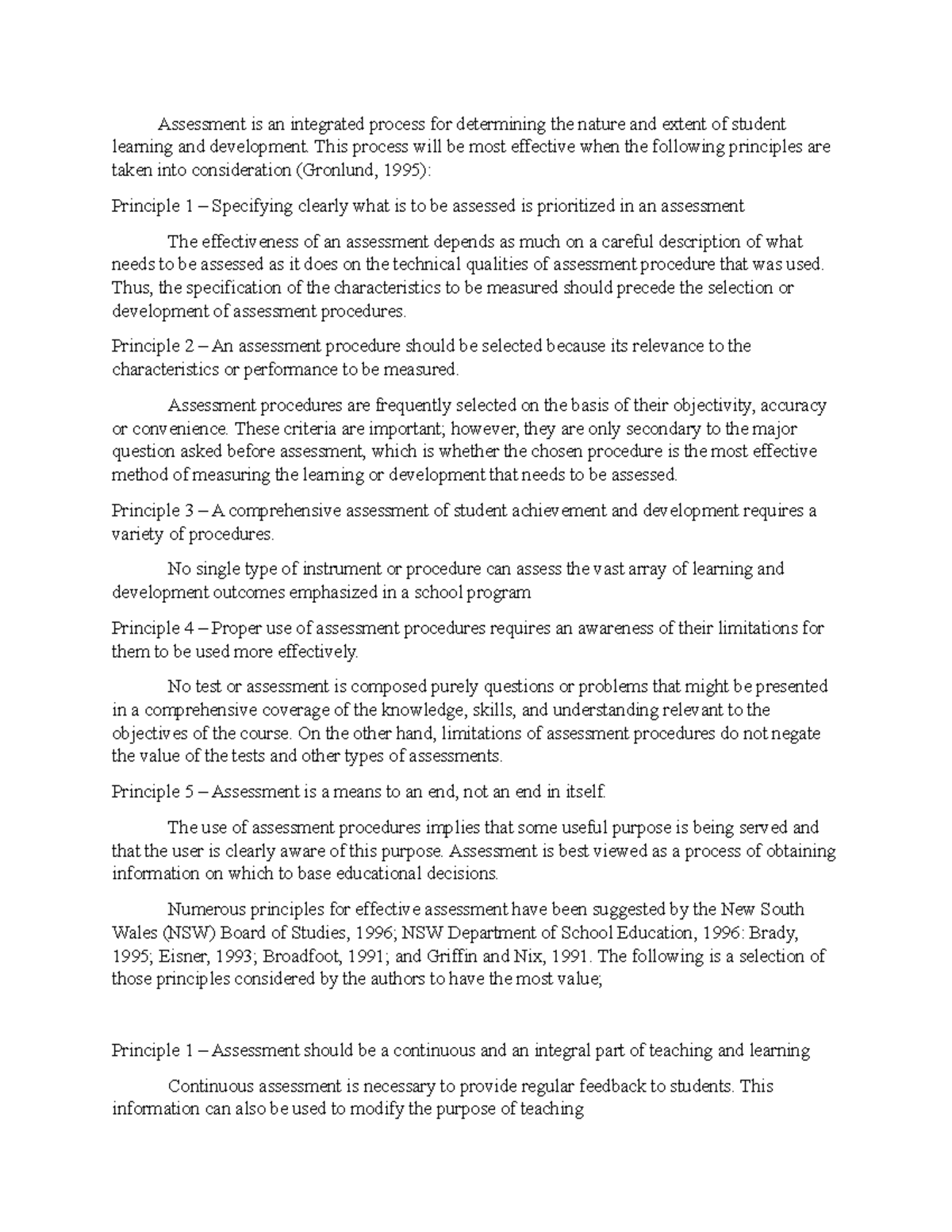 Principles-of-Assessment - Assessment is an integrated process for ...