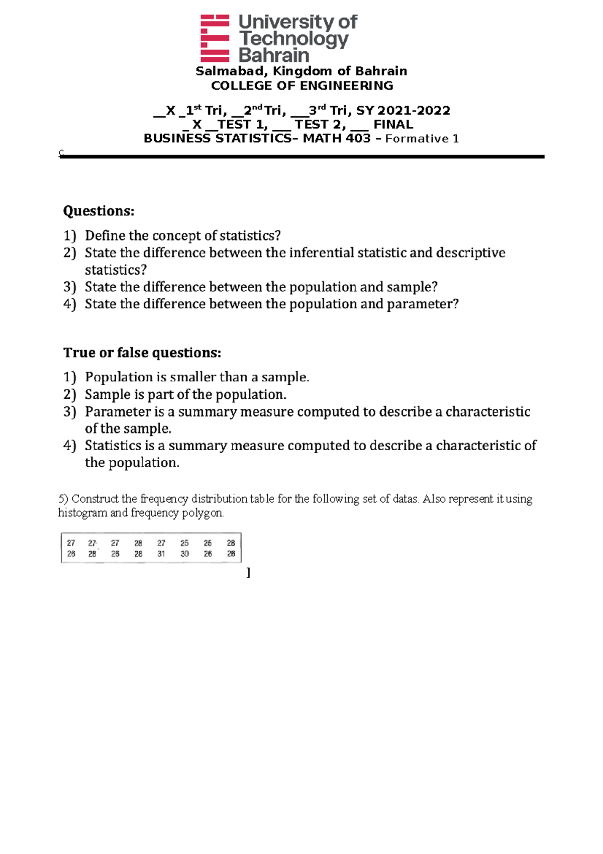 MATH403 - MATH Docunments - COLLEGE OF ENGINEERING __X _1st Tri, __2nd ...