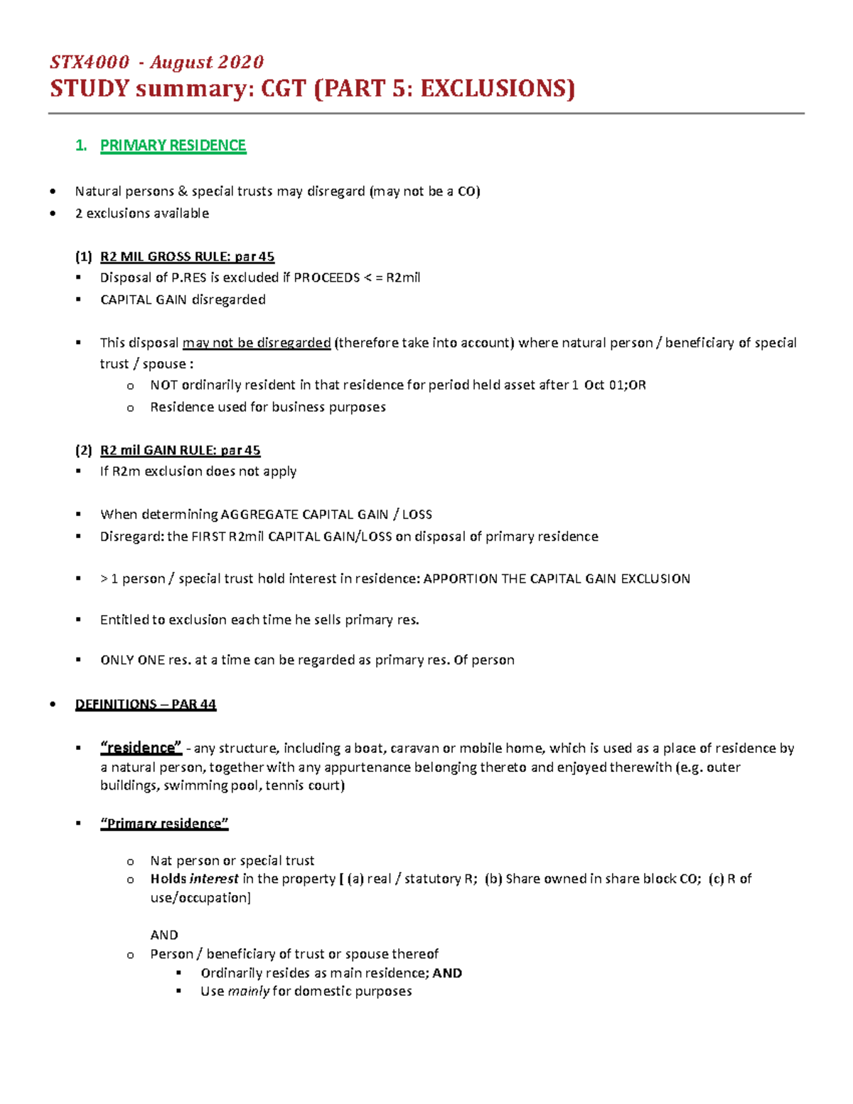 CGT-Study summary-part-5 - STX4000 - August STUDY summary: CGT (PART 5 ...