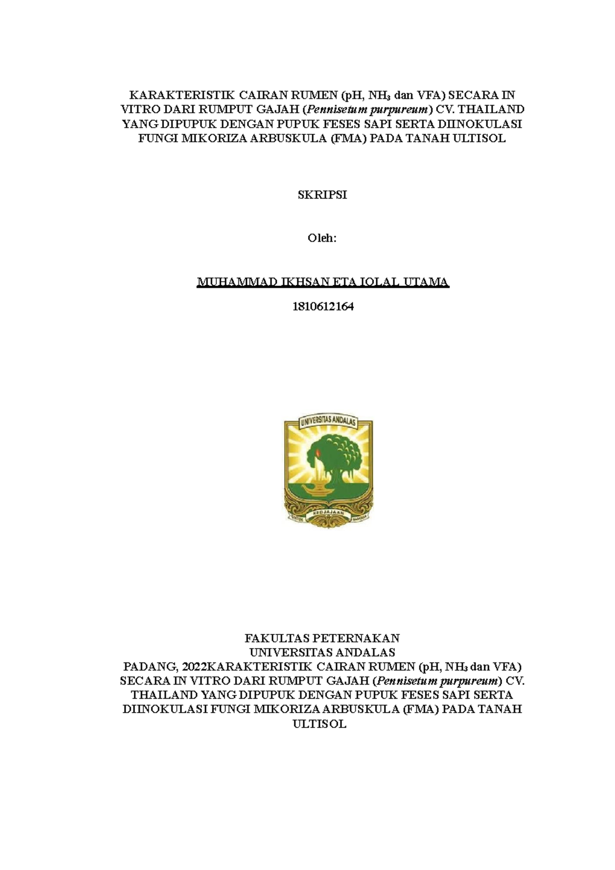 Pemberian pupuk feses sapi - KARAKTERISTIK CAIRAN RUMEN (pH, NH 3 dan ...