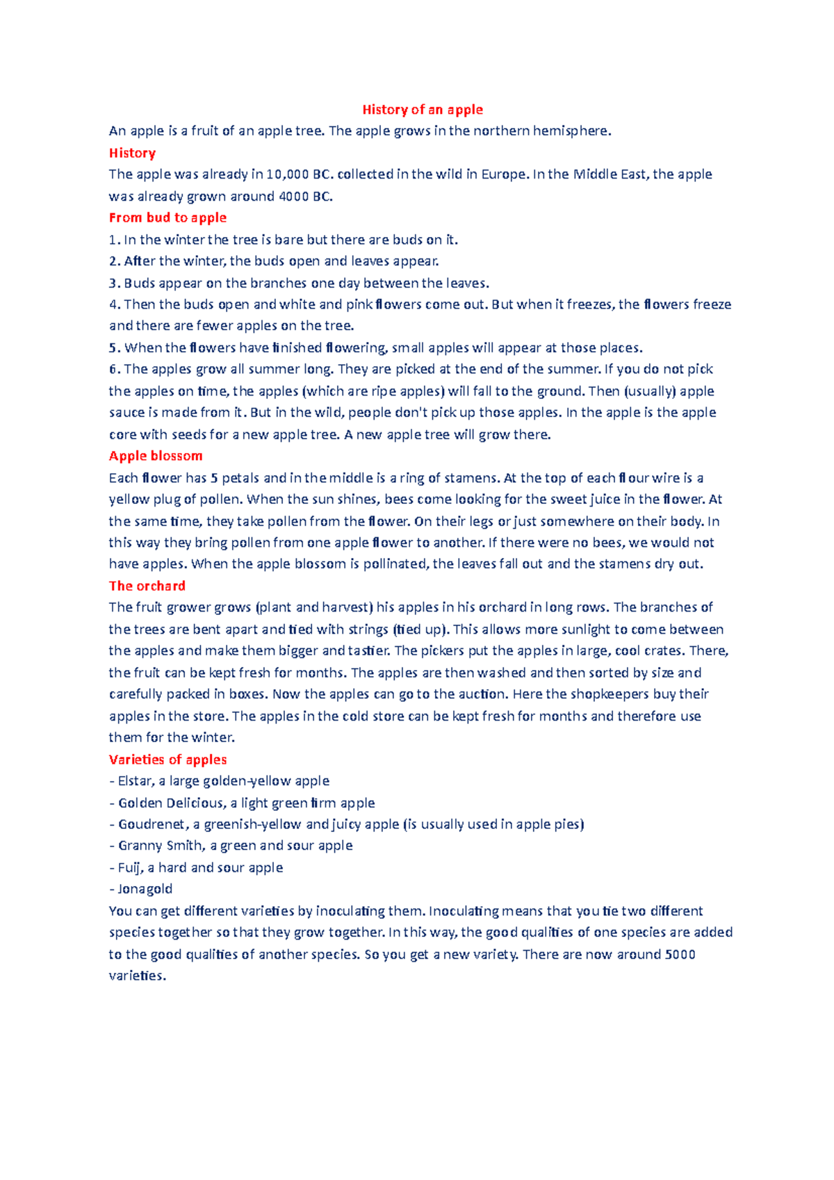 History of an apple - engels - History of an apple An apple is a fruit ...