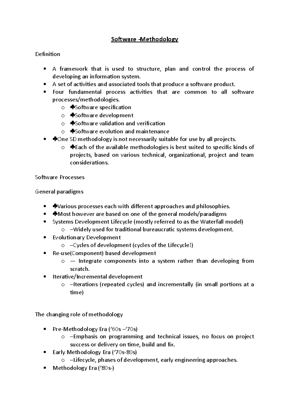 Software -Methodology - Software -Methodology Definition A framework ...