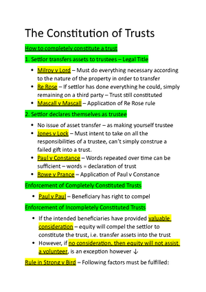 Equity and trust essay - The trust that is set out here is a fixed ...