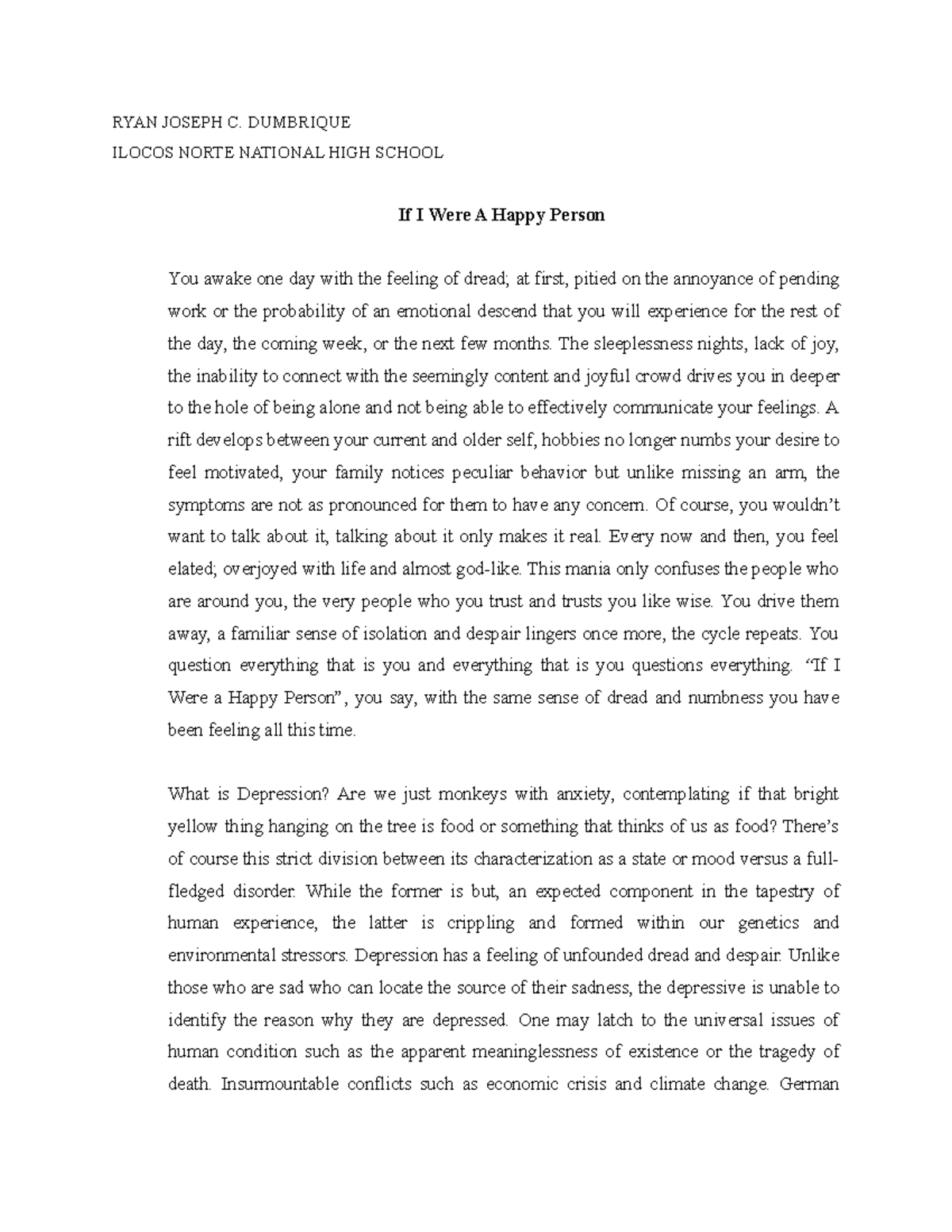 If I Were A Happy Person - The first is the journal kept by Francisco ...