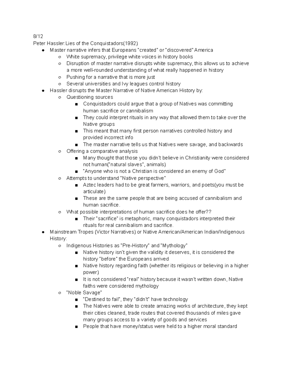 History of the Americas Notes Updated - 8/ Peter Hassler:Lies of the ...