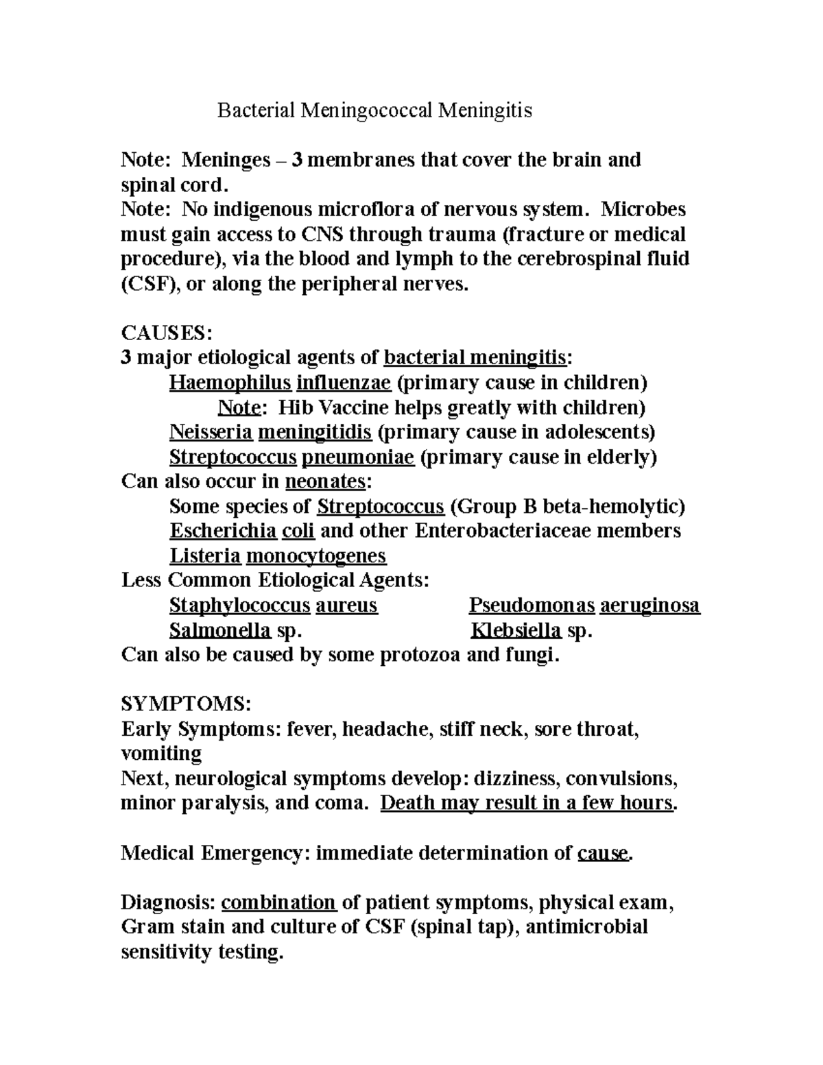 Bacterial Meningococcal Meningitis- Video Notes - Bacterial ...